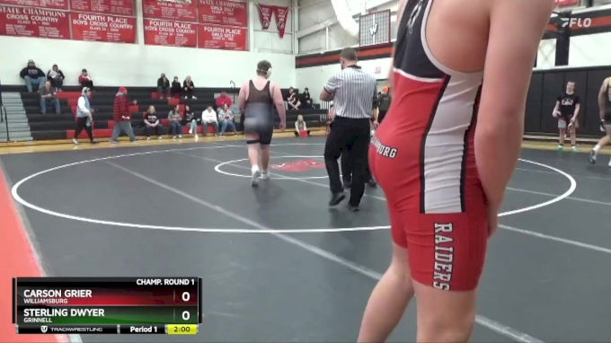 285 lbs Champ. Round 1 - Sterling Dwyer, Grinnell vs Carson Grier ...