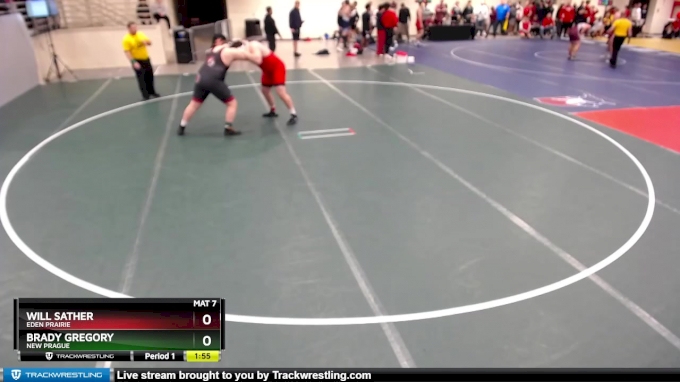 285 lbs Champ. Round 1 - Will Sather, Eden Prairie vs Brady Gregory ...