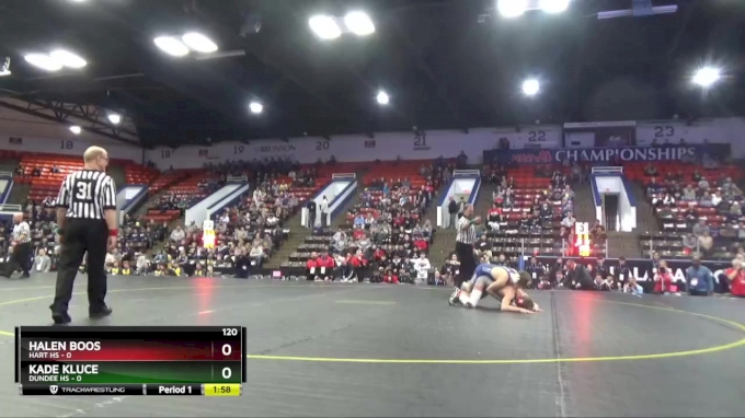 120 lbs Quarterfinals (8 Team) - Kade Kluce, Dundee HS vs Halen Boos ...