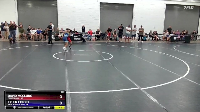 92 lbs Placement Matches (8 Team) - David McClurg, California vs Tyler ...
