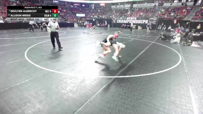 Girls 120 lbs Champ. Round 1 - Allison Weiss, Holmen-Girls vs Devlynn ...