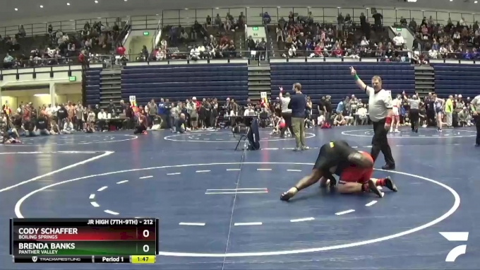 212 lbs Quarterfinal - Cody Schaffer, Boiling Springs vs Brenda Banks ...