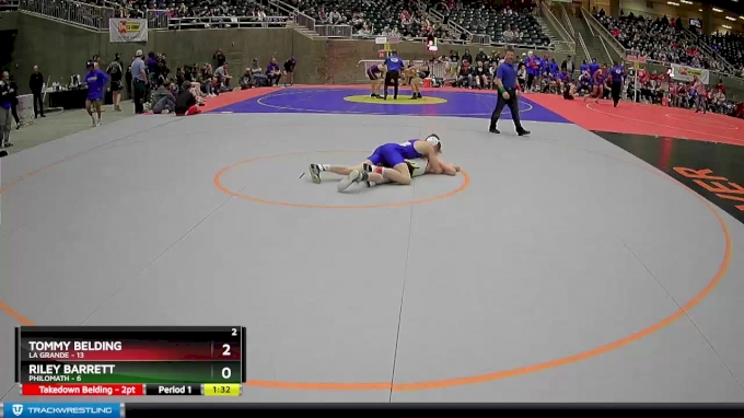 134 lbs Round 2 (4 Team) - Riley Barrett, Philomath vs Tommy Belding ...