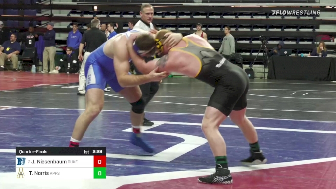 285 lbs Quarterfinal - Jonah Niesenbaum, Duke vs Triston Norris ...