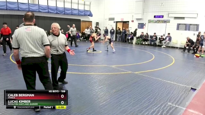 108 lbs Cons. Round 4 - Caleb Bergman, Ithaca vs Lucas Kimber, Royalton ...
