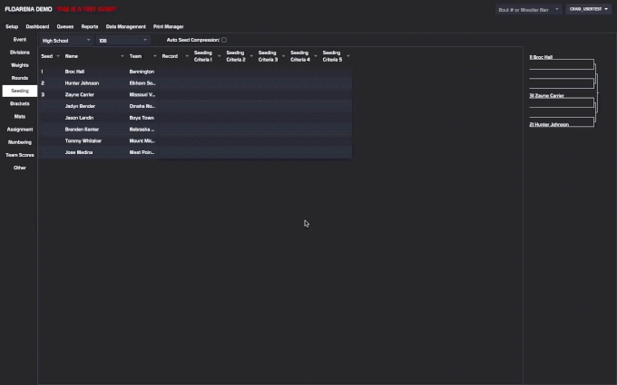 FloArena Demo 10 - Bracket Building