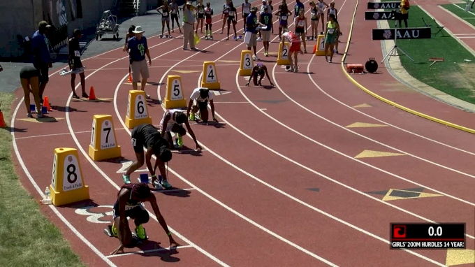 Girl's 200m Hurdles, Heat 5 - Age 14