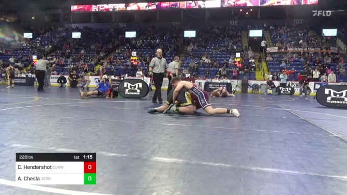 220 lbs Consy 4 - Caleb Hendershot, Curwensville vs Adam Chesla, Derry