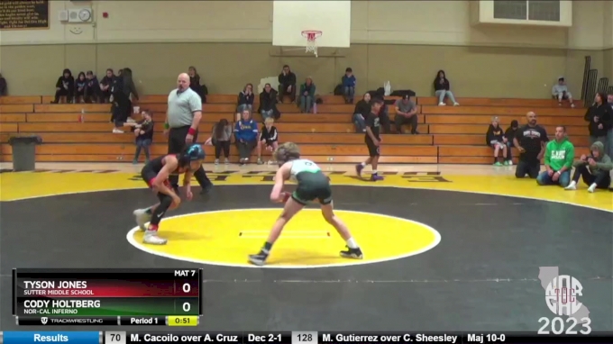 76 lbs Cons. Semi - Tyson Jones, Sutter Middle School vs Cody Holtberg ...