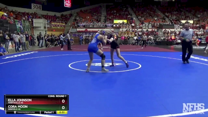 145 lbs Cons. Round 1 - Ella Johnson, Marysville HS vs Cora Moon ...