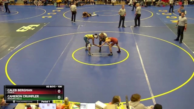 108 lbs Champ. Round 1 - Caleb Bergman, Ithaca vs Cameron Crumpler ...