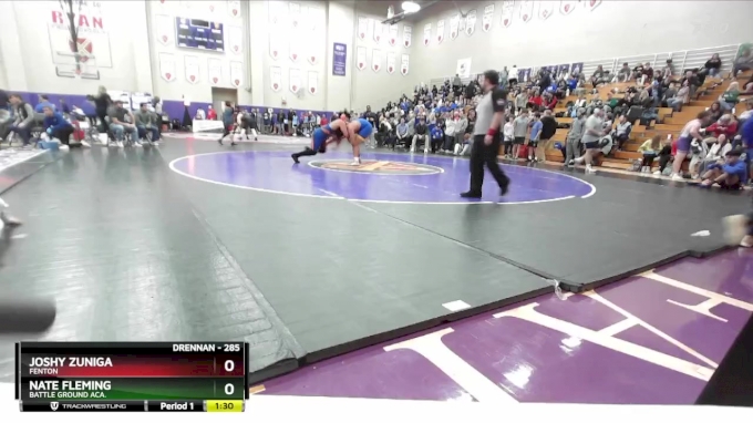 285 lbs Champ. Round 3 - Nate Fleming, Battle Ground Aca. vs Joshy ...