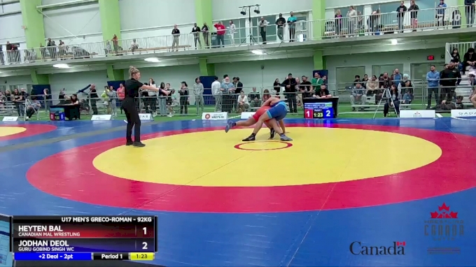 92kg Semifinal - Heyten Bal, Canadian Mal Wrestling vs Jodhan Deol ...
