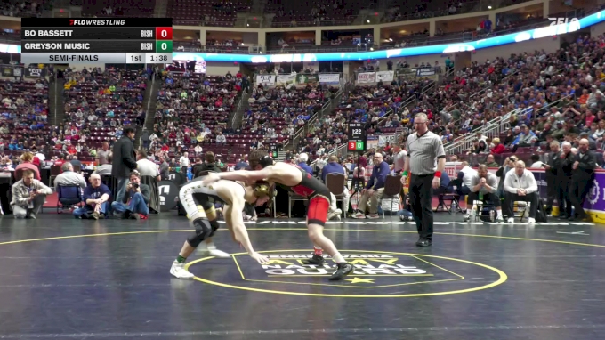145 lbs Semifinal - Bo Bassett, Bishop McCort vs Greyson Music, Bishop ...