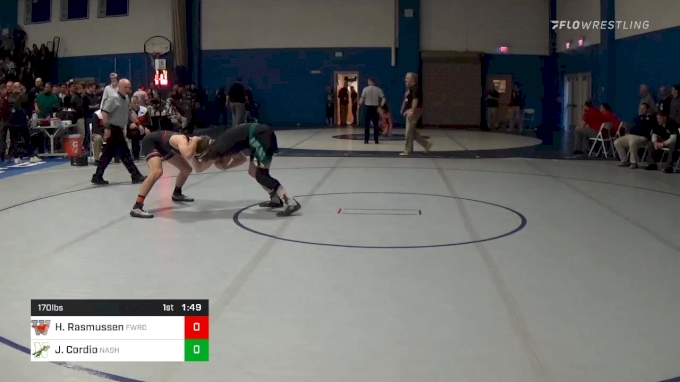 170 lbs Prelims - Hunter Rasmussen, Fairfield Warde vs Joshua Cordio ...