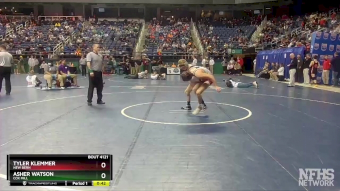 4A 120 lbs Cons. Round 1 - Asher Watson, Cox Mill vs Tyler Klemmer, New ...