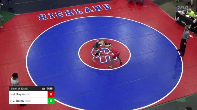 132 lbs Consi Of 32 #2 - Joshua Reyes, Gettysburg vs Gavin Dailey, Rose ...