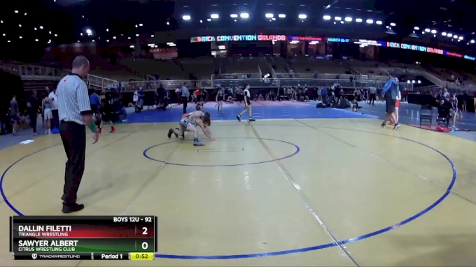 92 lbs Cons. Semi - Dallin Filetti, Triangle Wrestling vs Sawyer Albert ...