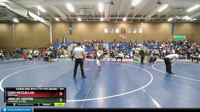 104 lbs Cons. Round 2 - Cash McClellan, Westlake vs Jericho Kenter ...