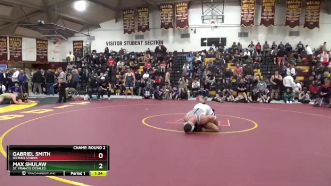 215 lbs Champ. Round 2 - Gabriel Smith, Gilman School vs Max Shulaw, St ...