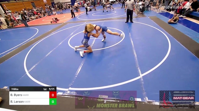 119 lbs Semifinal - Brody Byers, HARRAH BTB vs Brady Larson, HARRAH BTB