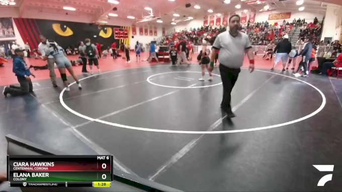 126 lbs Cons. Round 2 - Elana Baker, Colony vs Ciara Hawkins ...