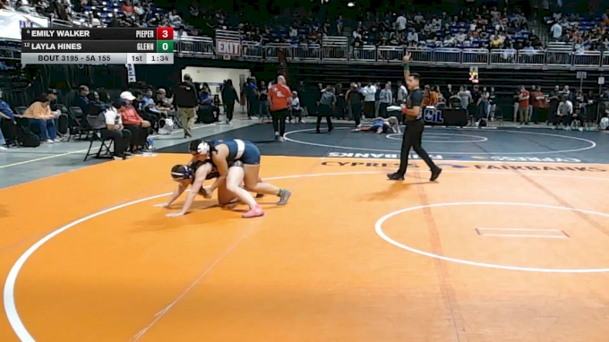 5A 155 lbs Quarterfinal - Layla Hines, Leander Glenn vs Emily Walker ...