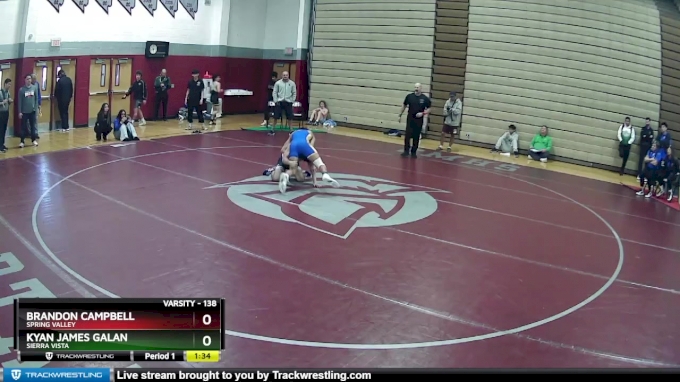 138 lbs Champ. Round 1 - Brandon Campbell, Spring Valley vs Kyan James ...