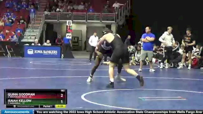 182 lbs Quarterfinal - Quinn Goodman, 2-Southeast Polk vs Isaiah Kellow ...
