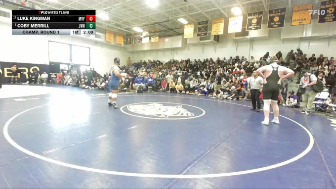 285 lbs Champ. Round 1 - Coby Merrill, JW North vs Luke Kingman ...