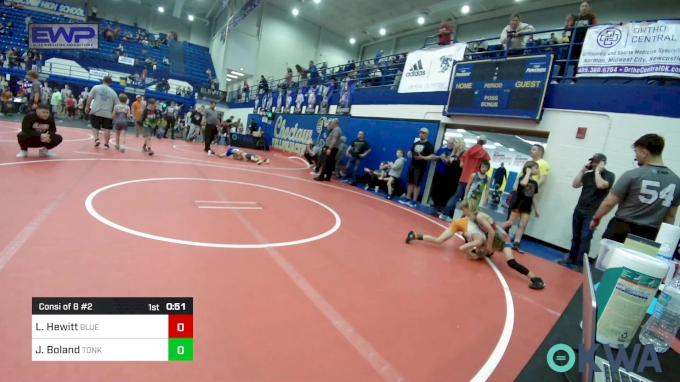 55 lbs Consi Of 8 #2 - Logan Hewitt, Blue Devil Wrestling vs Jett ...