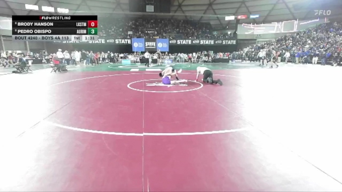 Boys 4A 113 lbs Champ. Round 2 - Pedro Obispo, Auburn Riverside vs ...