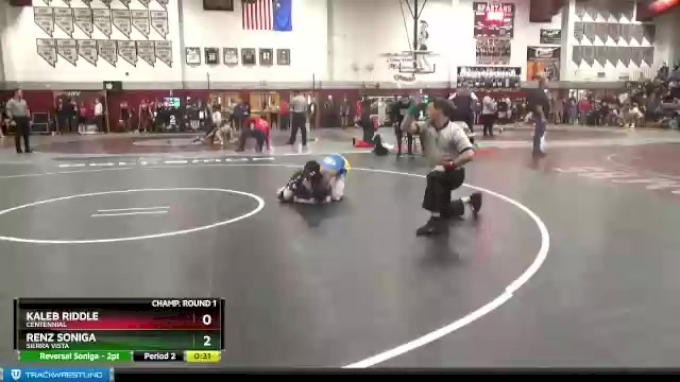 110 lbs Champ. Round 1 - Kaleb Riddle, Centennial vs Renz Soniga ...