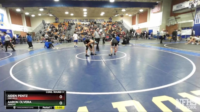 132 lbs Cons. Round 3 - Aaron Olvera, Arroyo vs Aiden Pentz, Oak Hills
