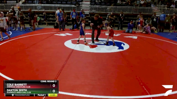 49 lbs Cons. Round 2 - Cole Barrett, Sheridan Wrestling Club vs Daxton ...