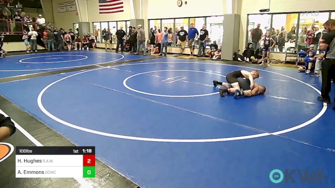 100 lbs Quarterfinal - Hunter Hughes, R.A.W. vs Asher Emmons, Dark ...