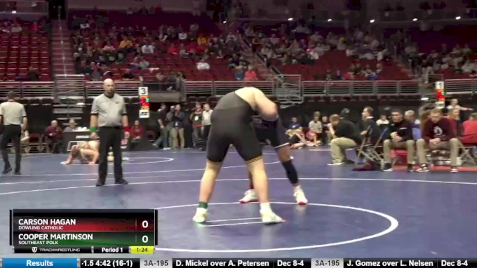 3A-285 lbs Quarterfinal - Cooper Martinson, Southeast Polk vs Carson ...