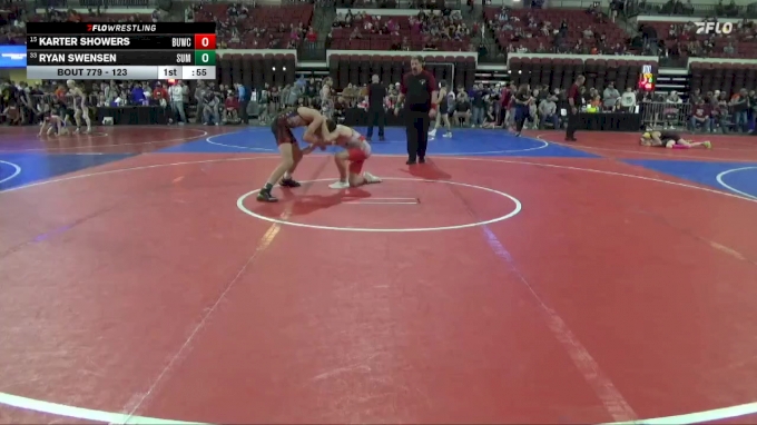 123 lbs Cons. Round 3 - Karter Showers, Falls Academy vs Ryan Swensen ...