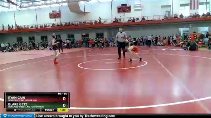 80 lbs Champ. Round 2 - Ryan Cain, New Palestine Junior High vs Blake ...