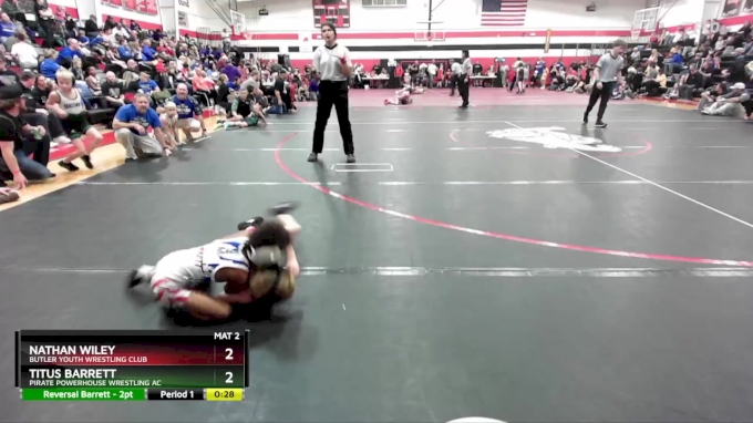 55 lbs Cons. Round 2 - Titus Barrett, Pirate Powerhouse Wrestling Ac vs Nathan Wiley, Butler ...