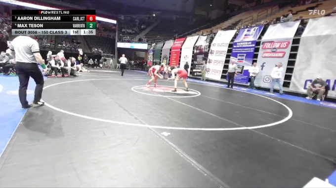 150 Class 3 lbs Champ. Round 1 - Aaron Dillingham, Carl Junction vs Max ...