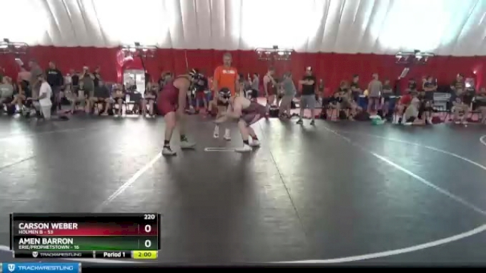 220 lbs Quarterfinals (8 Team) - Carson Weber, Holmen B vs Amen Barron ...