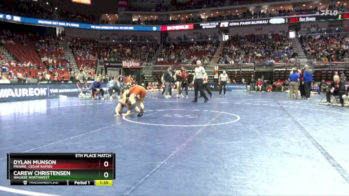 3A-106 lbs 5th Place Match - Dylan Munson, Prairie, Cedar Rapids vs Carew Christensen, Waukee ...