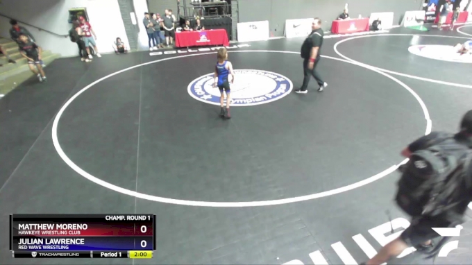 70 lbs Champ. Round 1 - Matthew Moreno, Hawkeye Wrestling Club vs Julian Lawrence, Red Wave ...