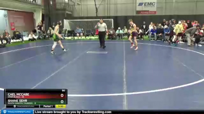 90 lbs Round 1 (6 Team) - Cael McCabe, Iowa Black vs Shane Sehr, South ...