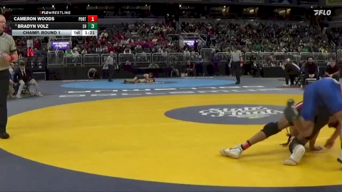 126 lbs Champ. Round 1 - Bradyn Volz, Eastern Hancock vs Cameron Woods ...