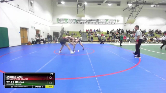 174 lbs 1st Place Match - Tyler Hanna, Cerritos College vs Jakob Hand ...
