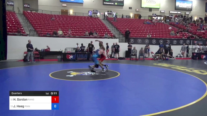 62 kg Quarters - Hunter Gordon, Ranger 47 Wrestling Club vs Justus Heeg ...
