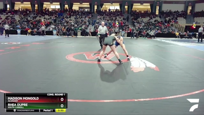 125 lbs Cons. Round 1 - Rhea Dupre, South Carroll vs Madison Mongold ...