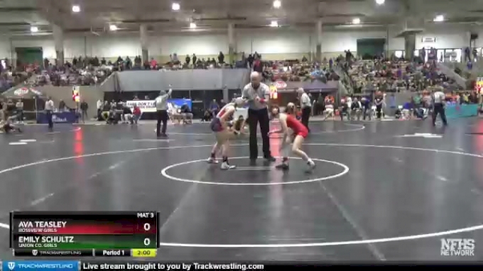 Girls 100 lbs Champ. Round 1 - Emily Schultz, Union Co. Girls vs Ava ...